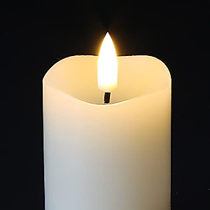 Girimax Ivory Flameless Votive Candles with Remote, Real Wax Flickering LED Pillar Candles Battery Included Φ 2" H 3"