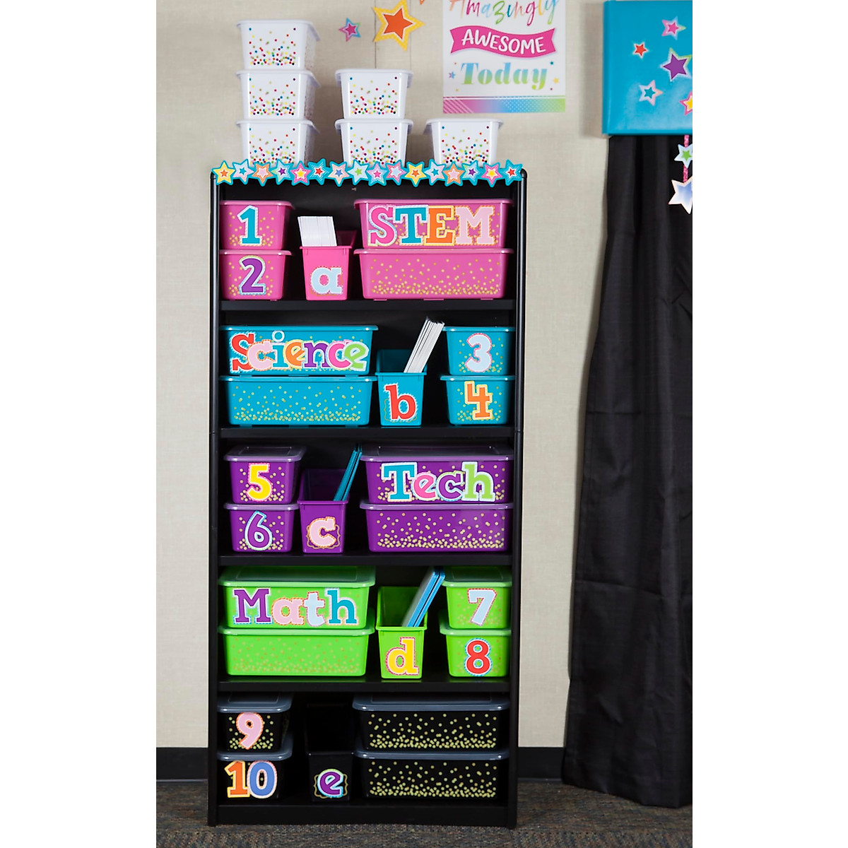 Purple Confetti Large Plastic Storage Bins - 6 Pack