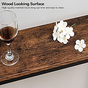 ALLOSWELL 63" Console Table, Narrow Sofa Table, Entryway Table, Industrial Sofa Table, Side Table, for Hallway, Living Room, Bedroom, Sturdy and Stable, Easy to Assemble, Rustic Brown CTHR16001