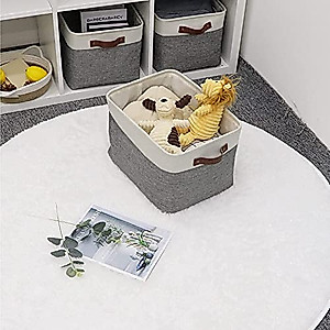 HNZIGE Storage Baskets for Organizing Fabric Baskets for Shelves, Closets, Laundry, Nursery, Decorative Baskets for Gifts Empty (White&Gray)