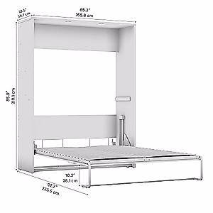 Bestar, Cielo Collection, Queen Murphy Bed with Built-in LED Lights (Bark Grey & White)