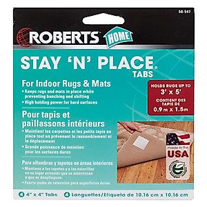 ROBERTS 50-547 Stay N' Place 4 in. x 4 in. Rug Tabs (4-Pack), White