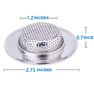 2PCS Kitchen Sink Strainer 2.75" Diameter - Stainless Steel Kitchen Sink Basket Strainer, Metal Drain Strainer Fits Most American Kitchen Sinks, Bathroom Bathtub, Shower Drains
