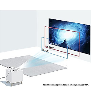 Native 1080P WiFi Projector, ERISAN 5G Wi-Fi Full HD Video Projector, Support iOS/Android Mac Sync Screen, 300" Display for Home Business, Compatible w/HDMI, VGA, USB, PC, DVD, White, S50W