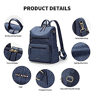 GOLF SUPAGS Stylish Women's Laptop Backpack in Mini Denim Blue with Oxford Fabric Travel Casual and Daily Use Backpack Purse Fits 13.3 Inch Notebook