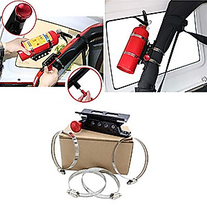 Quick Release Adjustable Aluminum Fire Extinguisher Holder Mount Bracket Compatible with for Jeep Wrangler UTV Polaris RZR Ranger Camper Van with Pillar