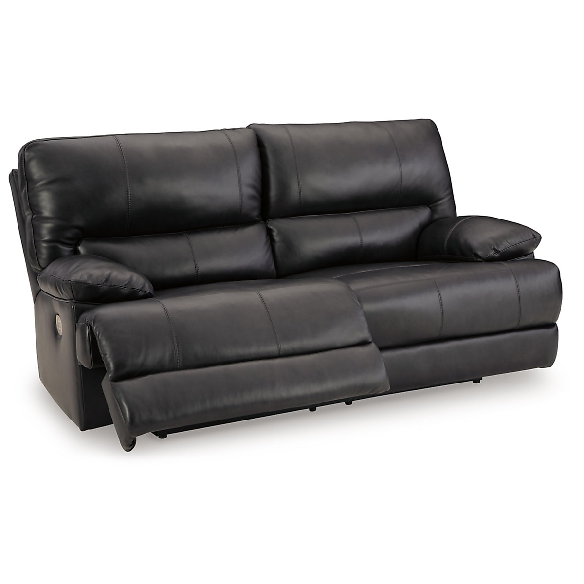 Signature Design by Ashley Mountainous Modern Leather Match Wall Hugger Power Reclining Sofa with Adjustable Headrest and USB Ports, Black