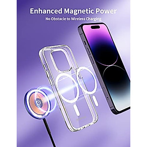 MOMAX Magnetic Phone Case, Clear Hybrid Lite Magsafe Case for iPhone 14 Pro Max, Slim Magnet Phone Case with Anti-Scratch,Shock,Drop Protection, Non Yellowing 14 Pro Max Case with Magnet, Clear