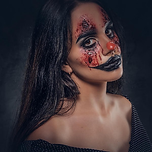 Bowitzki Halloween Makeup Special Effects Oil Face Body Paint Fake Blood Scar Wax Charred Ash Powder with Sponges Brush Halloween Party SFX Cosplay