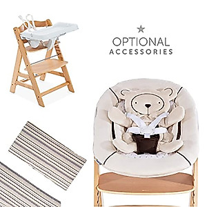 Hauck - Fun for Kids Hauck Alpha Tray + 5-Point Harness, 3 in 1 Table Set for Hauck Wooden Highchair Alpha+, Depth Adjustable Table, Removable Tray, Cup Moulding, Elevated Edge, White
