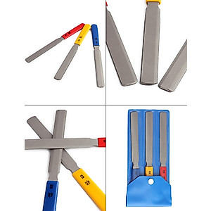 Holmer Bass Guitar Nut Files Double Edge Nut Slotting Files Set Fret Crowning Files Luthier Tools for P Bass Jazz Bass Guitar Set of 3Pcs.