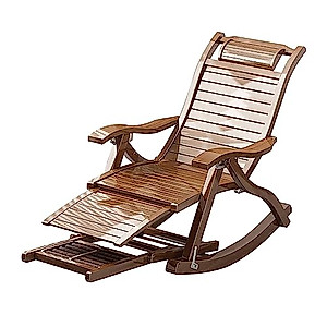Lunch break chair, outdoor rocking chair, rocking chair, armchair, rocking chair with headrest, extra long with footrest, for leisure and home use, suitable for bedroom, office ( Color : Walnut )