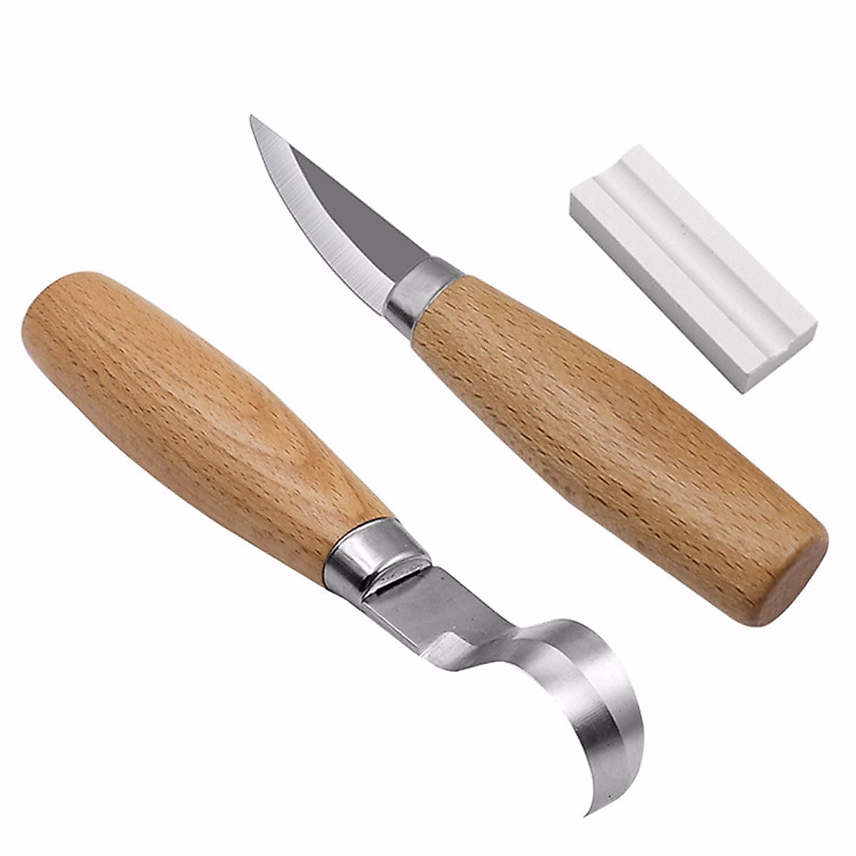 Wood Carving Knife Set - 2 PCS Woodworking Wood Carving Chisel Set with White Sharpening Stone - Gouges Woodworking Chisels for Hobbyists, Beginners and Professionals