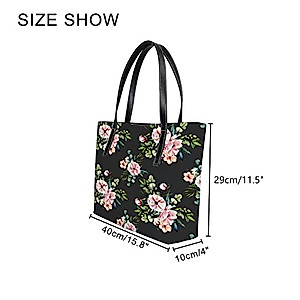 Fashion Tote Handbags Women's Soft Tote Shoulder Bag for Women Work Shopping Top Handle Satchel Bags, 15.8×4×15.4 inches,Flower Ball