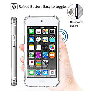 OOK Designed for iPod Touch 5 6 7 Case Rose Floral Design with Neck Strap Lanyard for Women Girls Protective Clear Transparent Bumper Case Cute Grey Pink Flower for iPod Touch 7th/ 6th/ 5th Gen