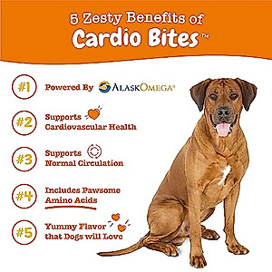 Zesty Paws Cardiovascular Soft Chews for Dogs - with Antioxidants and AlaskOmega Fish Oil with Omega 3 Fatty Acids - Plus CoQ10, Taurine & L Carnitine for Dog Heart Health - 90 Count