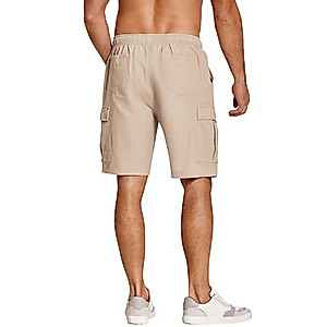 COOFANDY Men's Cargo Shorts Elastic Waist Relaxed Fit Cotton Casual Outdoor Lightweight Work Shorts with Multi Pockets