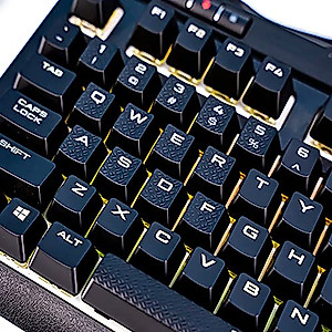 HUYUN FPS Backlit Key Caps Replacement for Corsair Cherry MX Key Switch Gaming Keyboards (Black)