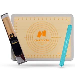 Silicone Baking Mat Thick & Non-Stick Surface - Oven Microwave Dishwasher Freezer Safe - Reusable Sheet for Making Cookies, Baked Goods - Small Rolling Pad for Dough - 15.75"x11.81" by Cook’n’Chic