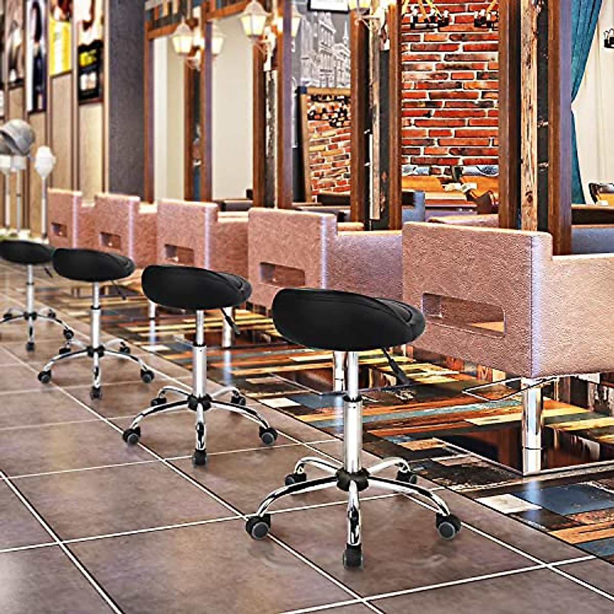 Yaheetech Height Adjustable Rolling Swivel Salon Stool Chair Hydraulic Ergonomic with Backrest Wheels for Tattoo Massage Facial Spa Manicure Dentist Clinic,Black