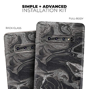 DesignSkinz Black & Silver Marble Swirl V6 Protective Vinyl Decal Wrap Skin Cover Compatible with The Samsung Galaxy S20 (Screen Trim & Back Glass Skin)