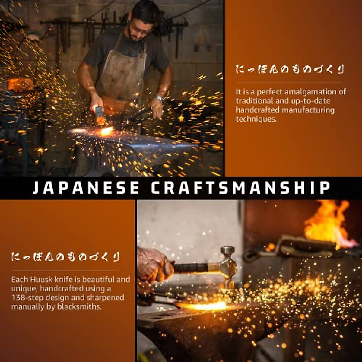 Huusk Japan Knives, Upgraded Serbian Chef Knife Japanese Meat Cleaver Knife for Meat Cutting Forged Butcher Knife with Sheath Kitchen Knives Full Tang Chopping Knife for Home, Outdoor Cooking, Camping