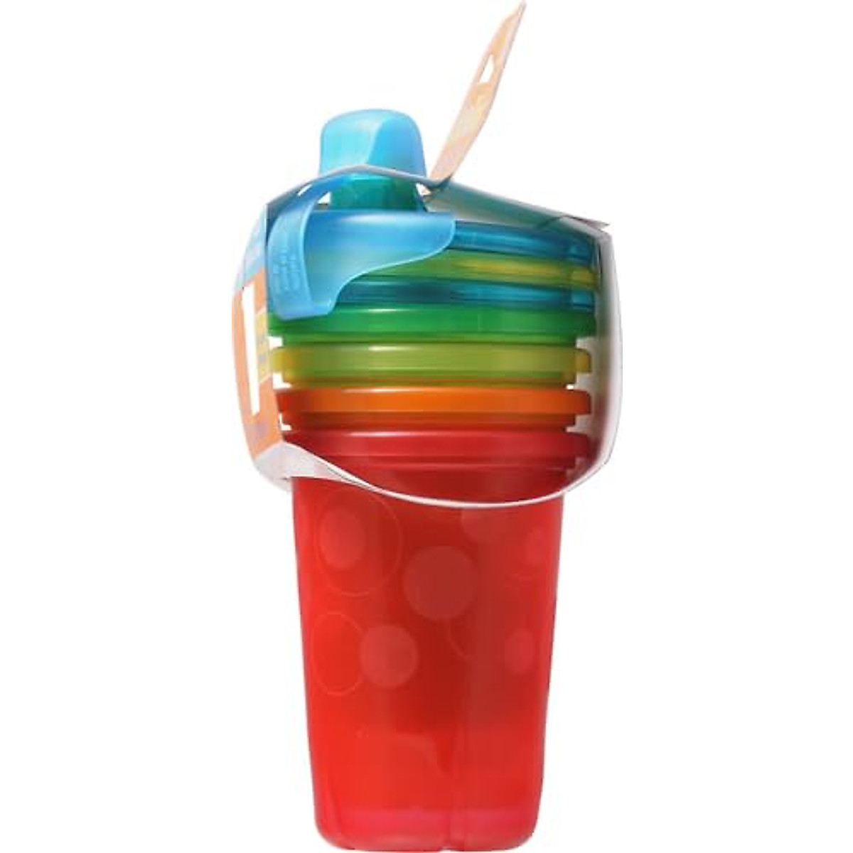 The First Years Take & Toss Spill Proof Sippy Cups - Reusable Toddler Cups - Rainbow - Kids Cups and Snap On Lids for Ages 9 Months and Up - 4 Count