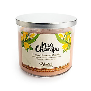 Nag Champa Highly Scented Natural 3 Wick Candle, Essential Fragrance Oils, 100% Soy, Phthalate & Paraben Free, Clean Burning, 14.5 Oz.