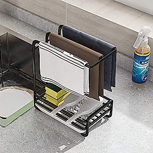 Kitchen Sink Clothes Organizer Dish Brush Sponge Kitchen Towel Cleaning Rags Holder for Bathroom Counter Sink Caddy Pan Organizer Soap Dispenser Rack
