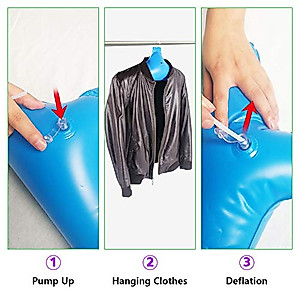 Meideli 5Pcs Inflatable Clothing Hanger, Foldable Clothes Hanger Rack Non Slip Portable Coat Holder for Travel/Outdoor/Camping, Rounded Edges 17.72 * 8.66 * 4.72 inch Blue