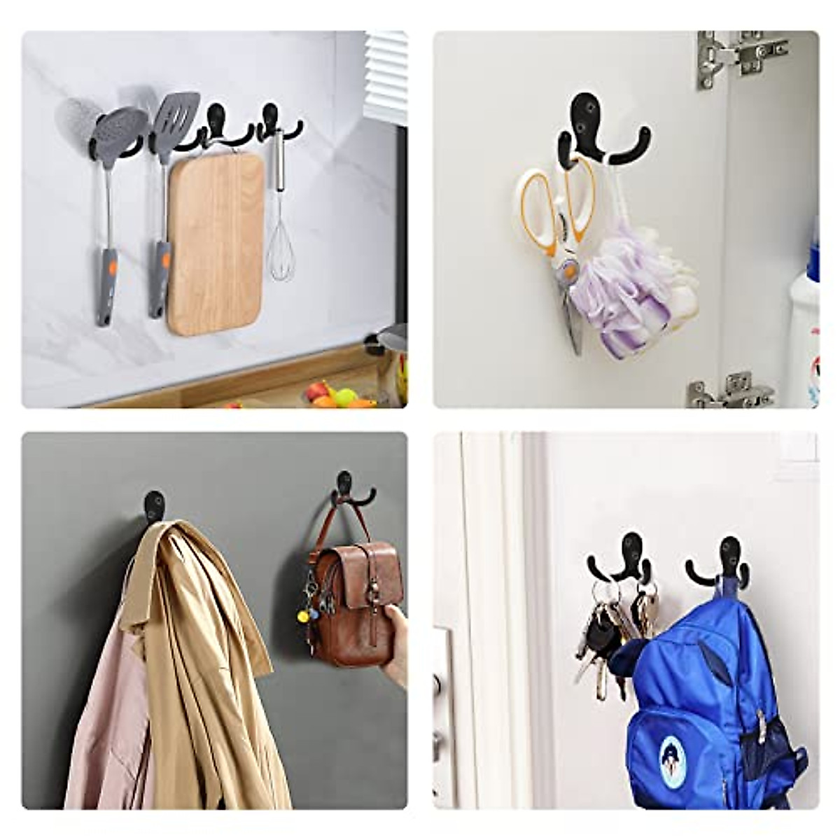 YYwingek 8pcs Wall Hooks and 8 Pack Heavy Duty Self Adhesive Hooks