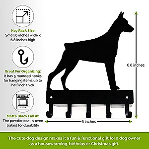 The Metal Peddler Doberman Dog - Key Holder for Wall - Small 6 inch Wide - Made in USA; Home Organization; Foyer, Hallway, Office