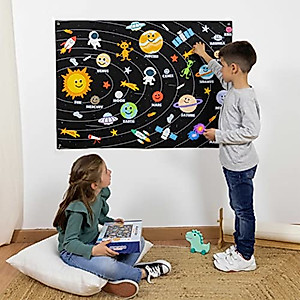 Solar System for Kids Toys with 61 Felt Figures - BONNYCO | Space Montessori Toys for Girls Boys Birthday Gifts of Planets, Felt Board for Toddlers, Educational Kids Gifts 3 4 5 6 7 8 Years Christmas