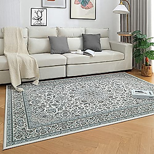 Aelenmu Area Rug Living Room Rugs: 3x5 Small Washable Non-Slip Stain Resistant Rug with Anti Slip Rubber Backing for Bedroom Dining Room Nursery Under Kitchen Table Home Office - Green