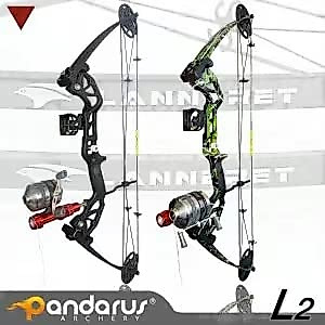 PANDARUS Bowfishing Bow Kit with Arrow Ready to Shoot Right Handed 15-45 LBS Draw Length 18"-29.5" Adjustable,Axle-to-Axle: 34.2",Complete Compound Bow Fishing Kit 2024 New（Black Left Handed）