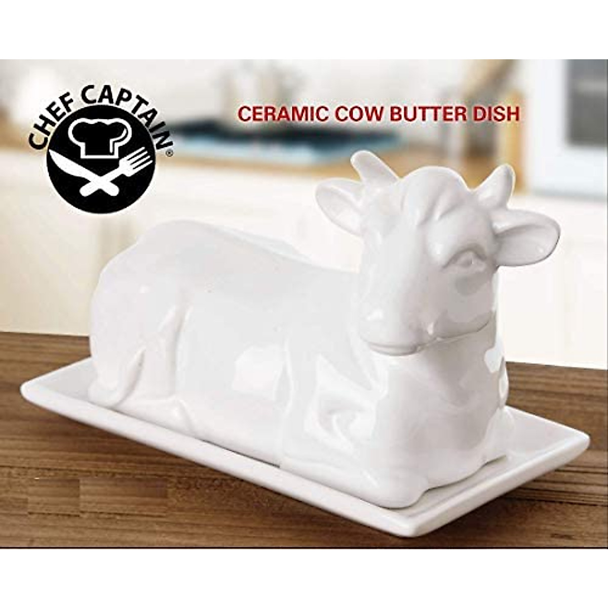 Butter Dish Cow Shaped White Ceramic / Porcelain by Chefcaptain