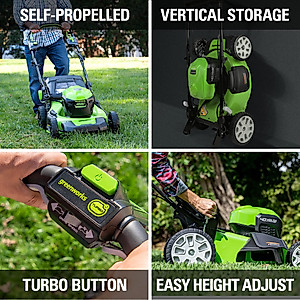 Greenworks 40V 21-Inch Brushless Self-Propelled Mower 6AH Battery and Charger Included, M-210-SP