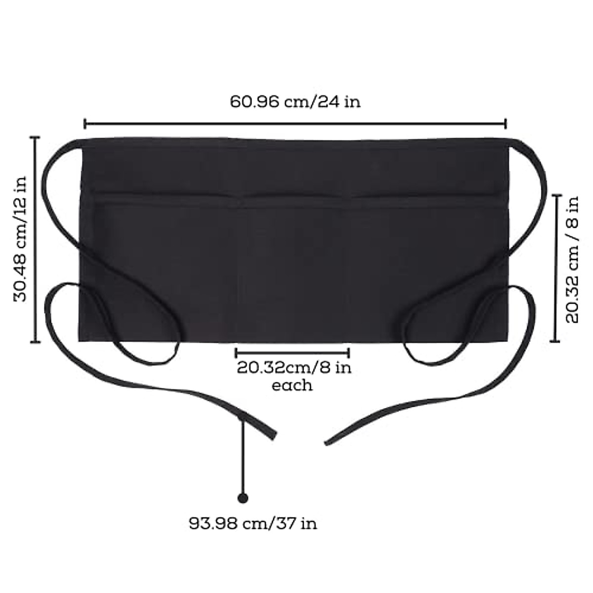 Avalon Kitchen Server Aprons Unisex Waist Aprons with 3 Pockets 24x12 Inches ­Waiter Waitress Apron Half Apron for Women