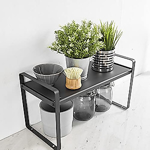 Kitchen Shelf, Large loadbearing Cabinet Shelf Stand Multifunction for Office Kitchen Bathroom 21 * 51cm Long Black Carbon Steel