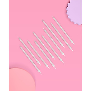 xo, Fetti 10 Iridescent Glitter Party Cake Candles Tall Thin - 10 Pcs | Bachelorette Party, Birthday Girl Gift, Fun Cake Decoration Supplies, Baby Shower, Cute Cupcake Topper