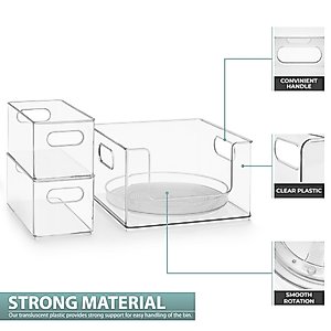 Sorbus Laundry Organizer Set, Large Stackable Bin Open Front, 2 Narrow Stackable Storage Bins, 1 Lazy Susan Organizer, - Clear Organizer Bins for Laundry Organization and Storage (Set of 4)