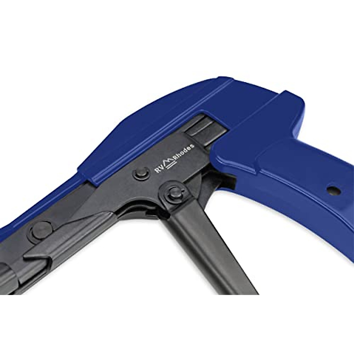 RVR Zip Tie Install Tool - Powerful Tension with Built-In Flush Cutter, All Metal, Adjustable, Comfort Grip, Spring Loaded Lightweight Cable Tie Gun, 6" for Nylon Ties up to 1/4”- Blue