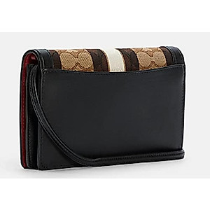 Coach Women's Anna foldover clutch crossbody in signature jacquard with stripe