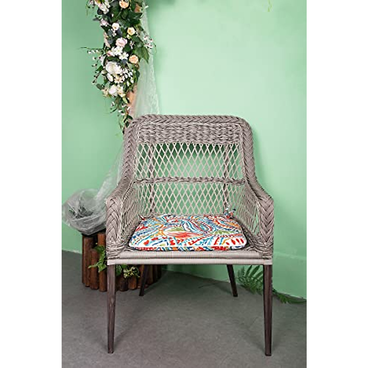 JMGBird Outdoor Chair Cushions Set of 2, Patio Cushions D16xW17 Inch with Ties, Outdoor Chair Pad for Patio Furniture