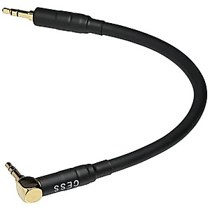 CESS-072 Right Angle to Straight 3.5mm Short Aux Stereo Audio Cable, 6-inch