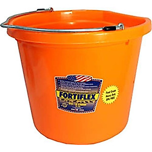 Fortiflex Flat Back Feed Bucket for Dogs/Cats and Small Animals, 20-Quart, Tangerine Orange