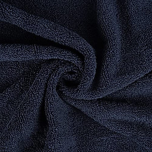 CASA COPENHAGEN Solitaire Designed in Denmark 600 GSM 2 Bath Towels 2 Hand Towels 2 Washcloths, Super Soft Egyptian Cotton 6 Towels Set for Bathroom, Kitchen & Shower - Navy Blue
