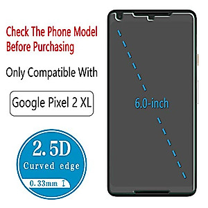 HPTech 2-Pack Tempered Glass For Google Pixel 2 XL Screen Protector, Easy to Install, Bubble Free, 9H Hardness