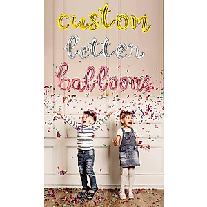 Envizins Custom Cursive Script Lowercase Gold, Rose Gold, Silver 16 inch Letter Foil Balloons, You Could Personalize a Phrase/Word/Number/Banner/Name. Straw and 32' Roll Ribbon Included