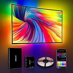 Loycco Immersion TV LED Backlights, Screen and Music Sync, HDMI 2.0 Sync Box Included, RGBIC Ambient Wi-Fi TV Backlights for 55-65 Inch TVs PC, Compatible with Alexa & Google Assistant, App Control